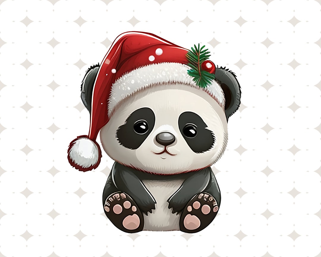 Cute Christmas Panda Bear PNG Clipart Design Transparent Background ...