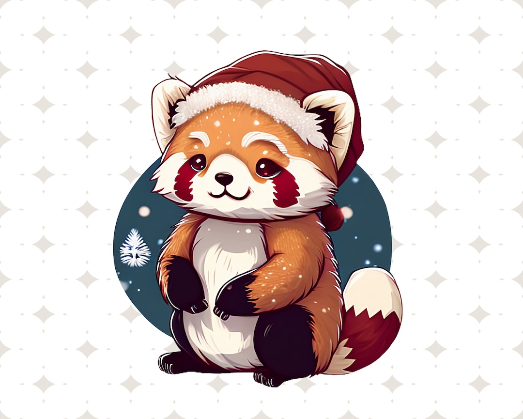 Cute Red Panda Christmas PNG Clipart Design Transparent Background ...