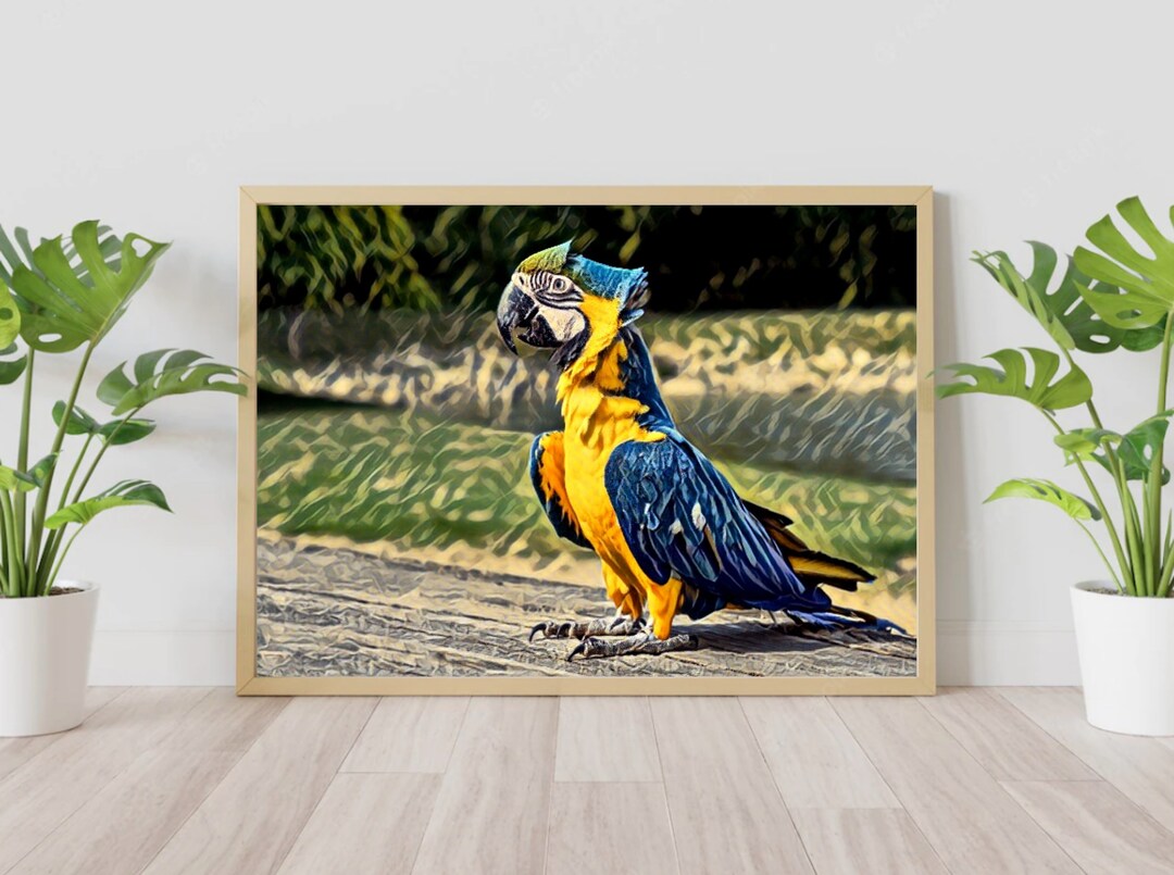 Parot Wall Art Print Illustration Printable Canvas Painting ...