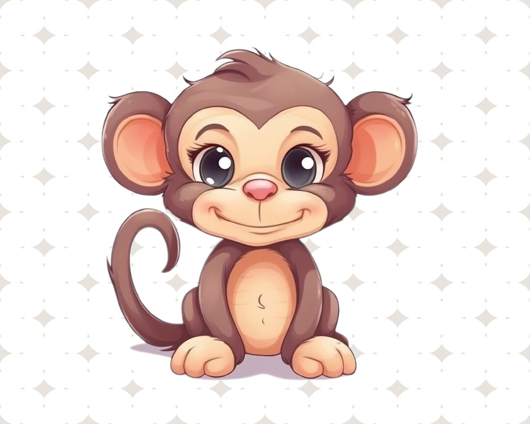 Cute Tiny Monkey PNG Clipart Sublimation Design Transparent Background ...