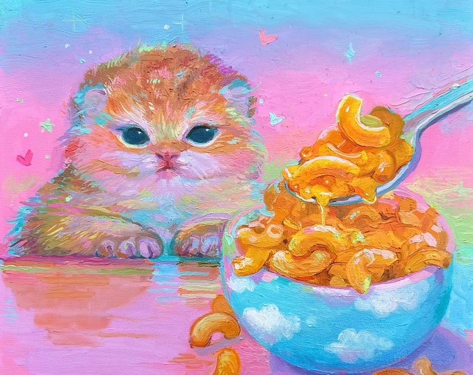 Macking Cheese Kitty Print - Etsy