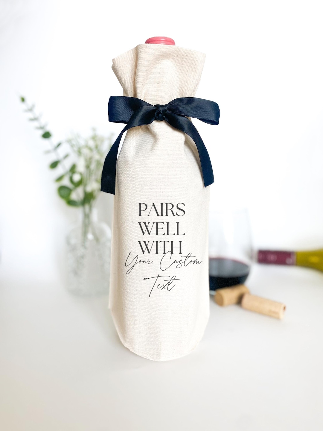 Custom Wine Bottle Gift Bag, Personalized Wine Bag, Reusable Wine Label ...
