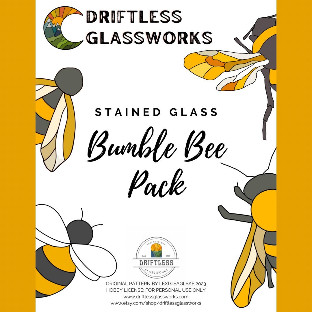 Stained Glass Digital Download Bumble Bee Pack 4 Designs - Etsy
