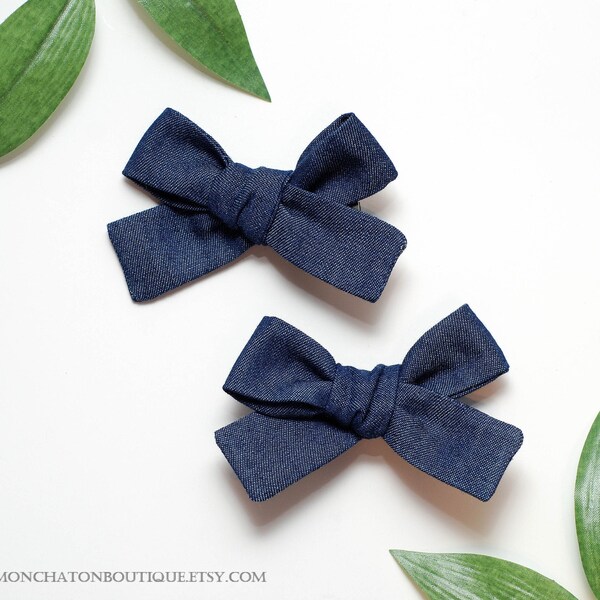 Denim Hair Bow - Etsy