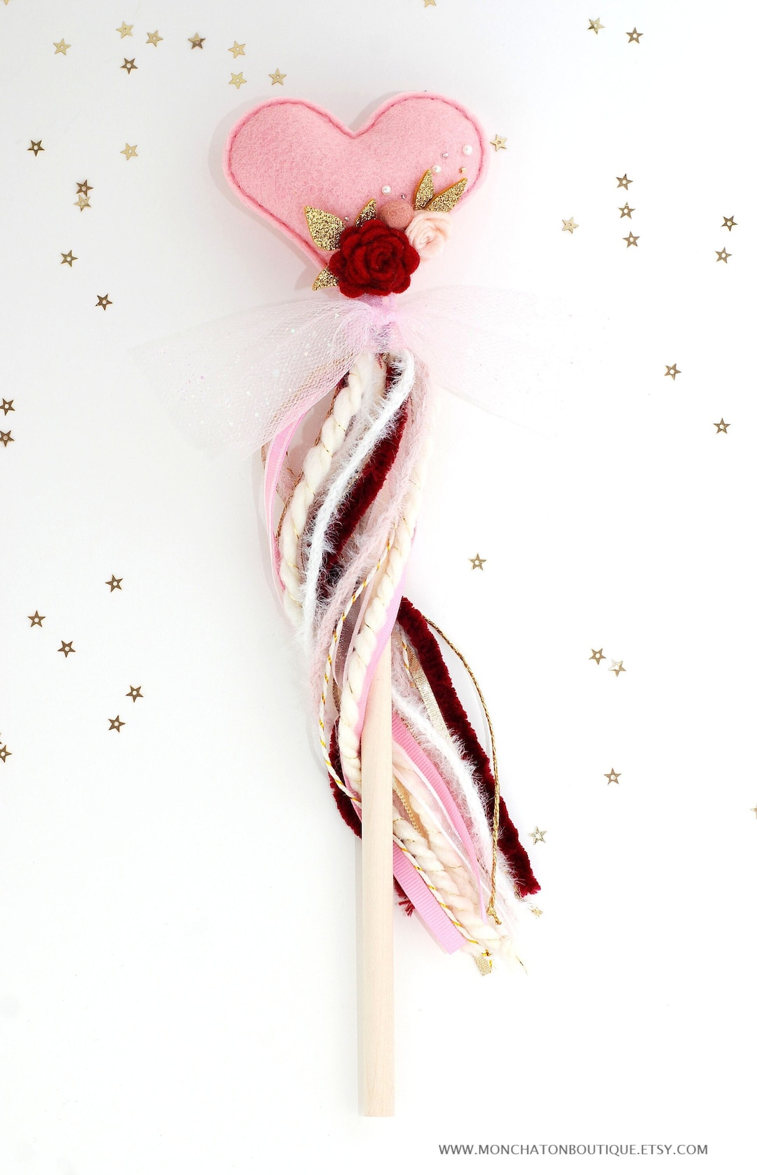 Valentine's Day Wand, Pink Heart Wand. Kids Felt Magic Wand, Princess ...