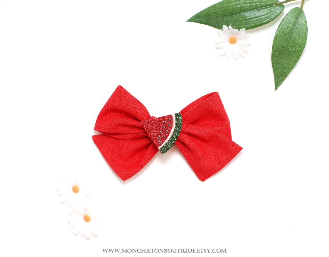 Watermelon Hair Bow, Watermelon Headband, Summer Hair Clip, Fruit Hair ...