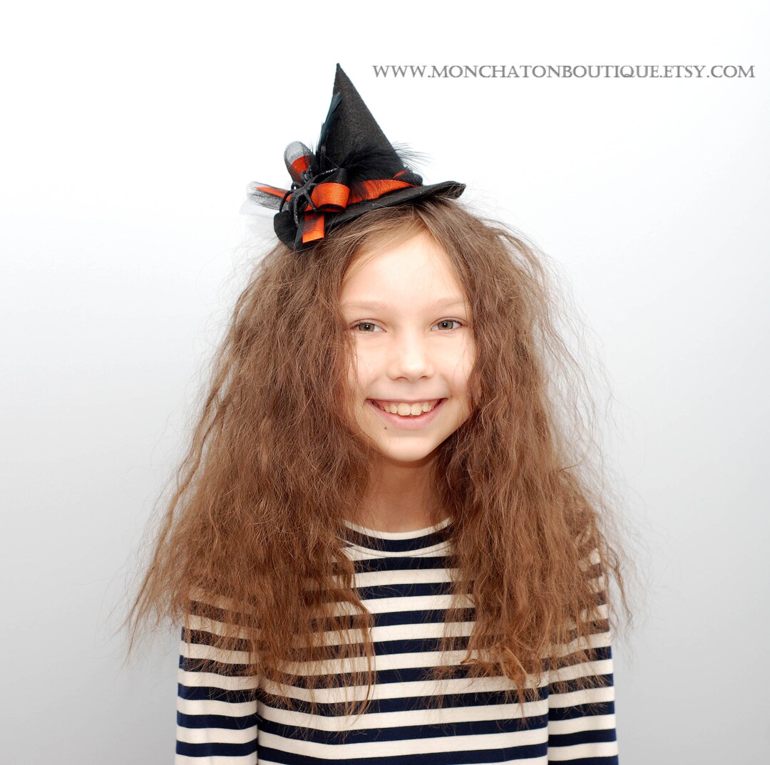 Halloween Witch Hat, Small Witch Hat Headband, Black Felt Hat - Etsy