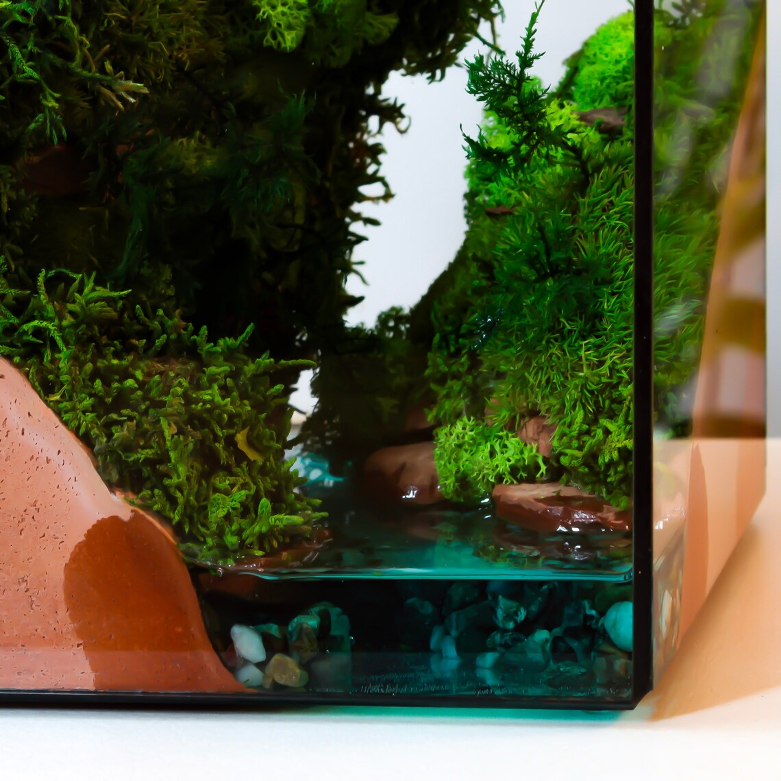 Preserved Moss Terrarium | Geometric Terrarium | Green Cliff Terrarium ...