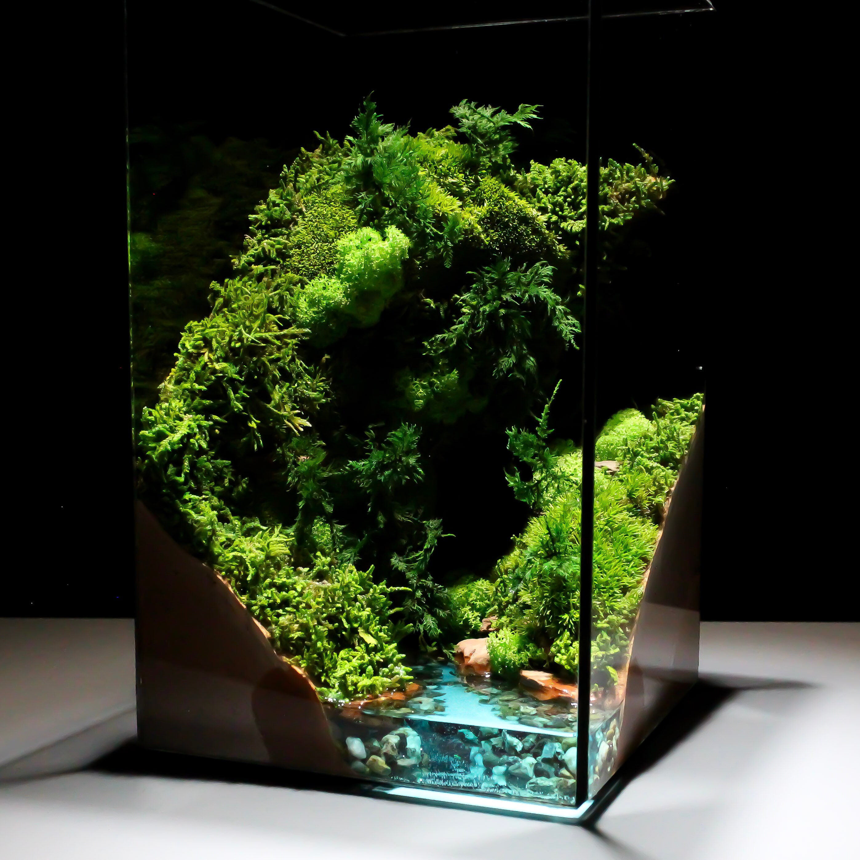 Preserved Moss Terrarium | Geometric Terrarium | Green Cliff Terrarium ...