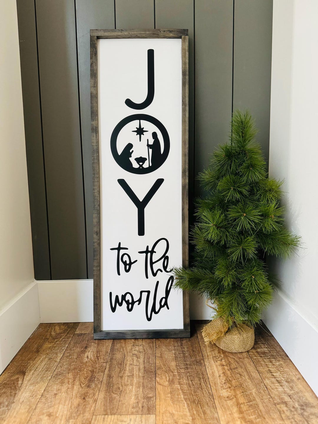 Joy to the World Wood Christmas Sign, Baby in A Manger, Christmas Porch ...