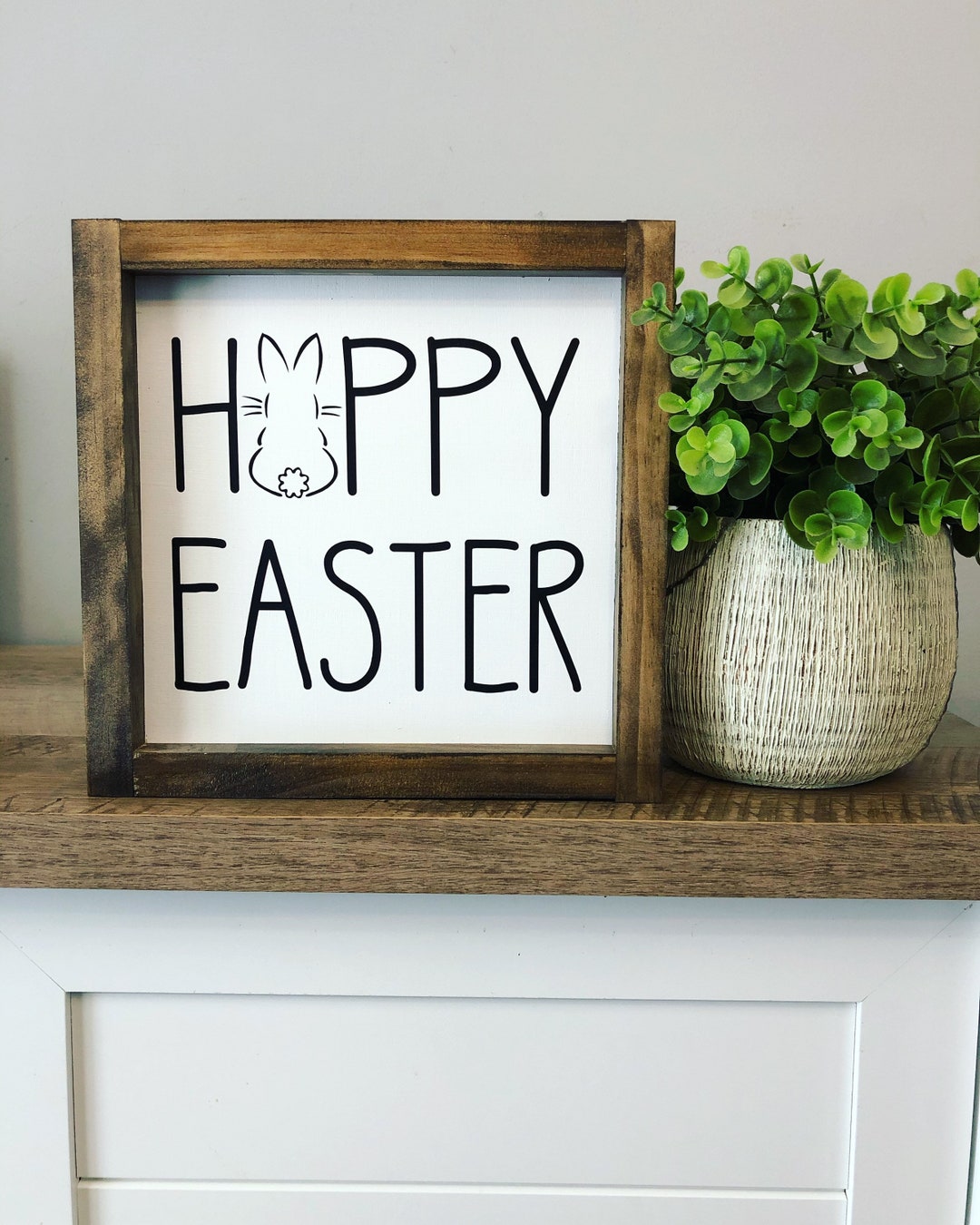 Happy Easter Sign Hoppy Easter Farmhouse Decor Rustic Decor Holiday ...