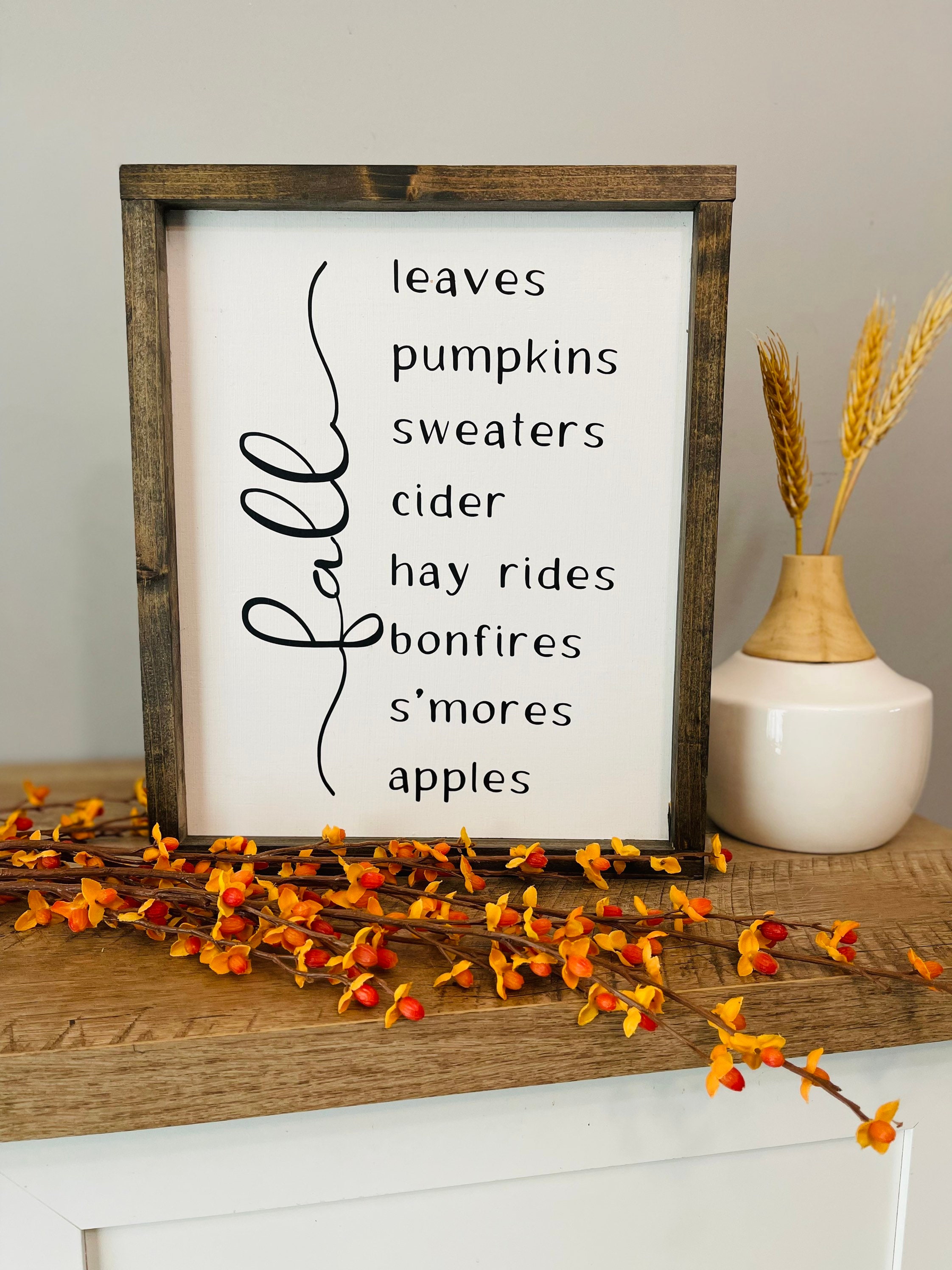 Hello Fall Wood Sign | Fall Bucket List | Farmhouse Fall Sign | Fall ...