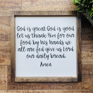 God is Great God is Good Let Us Thank Him for Our Food Wood Sign, Kitchen Prayer, Kitchen Decor ...