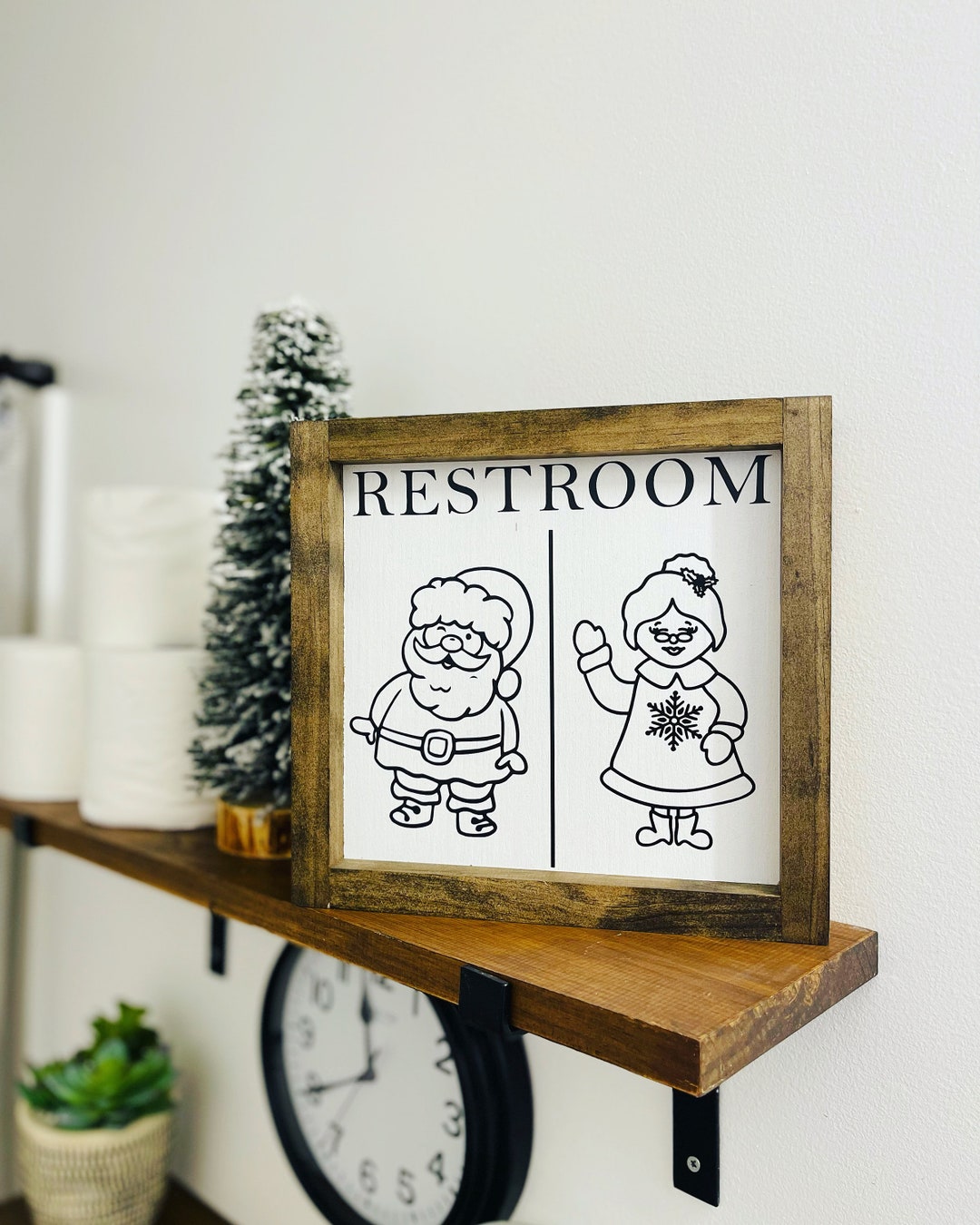 Christmas Restroom Wood Sign, Santa Claus Sign, Mrs Claus Sign ...