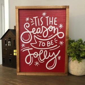 Tis the Season to Be Jolly Christmas Wood Sign | Home Decor | Farmhouse ...