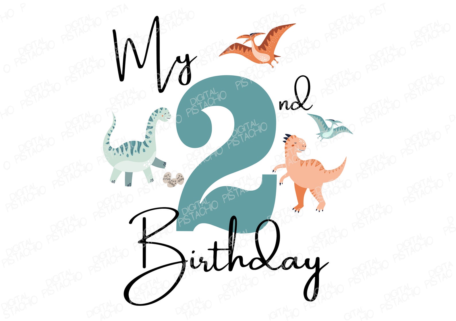 My Second Birthday SVG PNG, 2nd Dinosaur Birthday SVG, Dinosaur ...