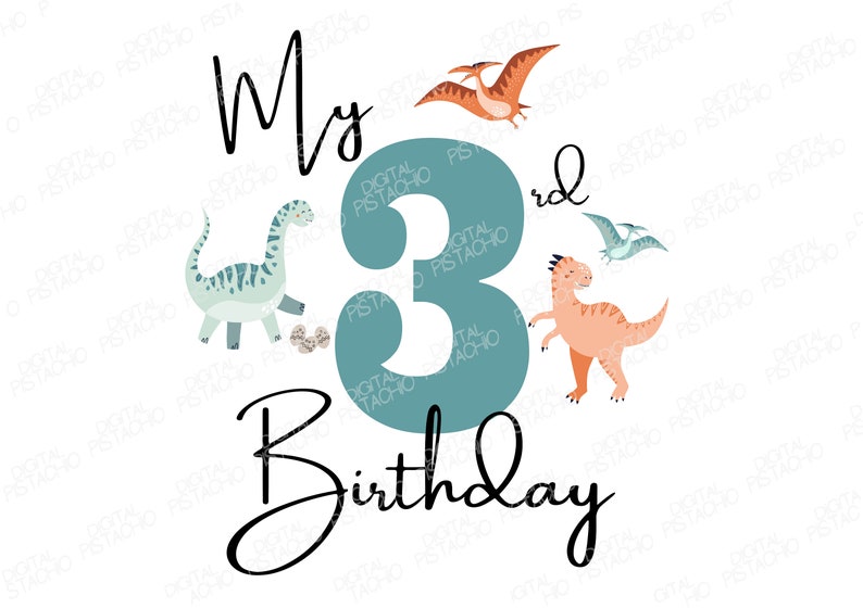 My Third Birthday SVG PNG, 3rd Dinosaur Birthday SVG, Dinosaur Birthday ...
