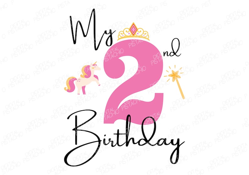 My Second Birthday SVG PNG, 2nd Birthday Baby Girl SVG, Unicorn ...