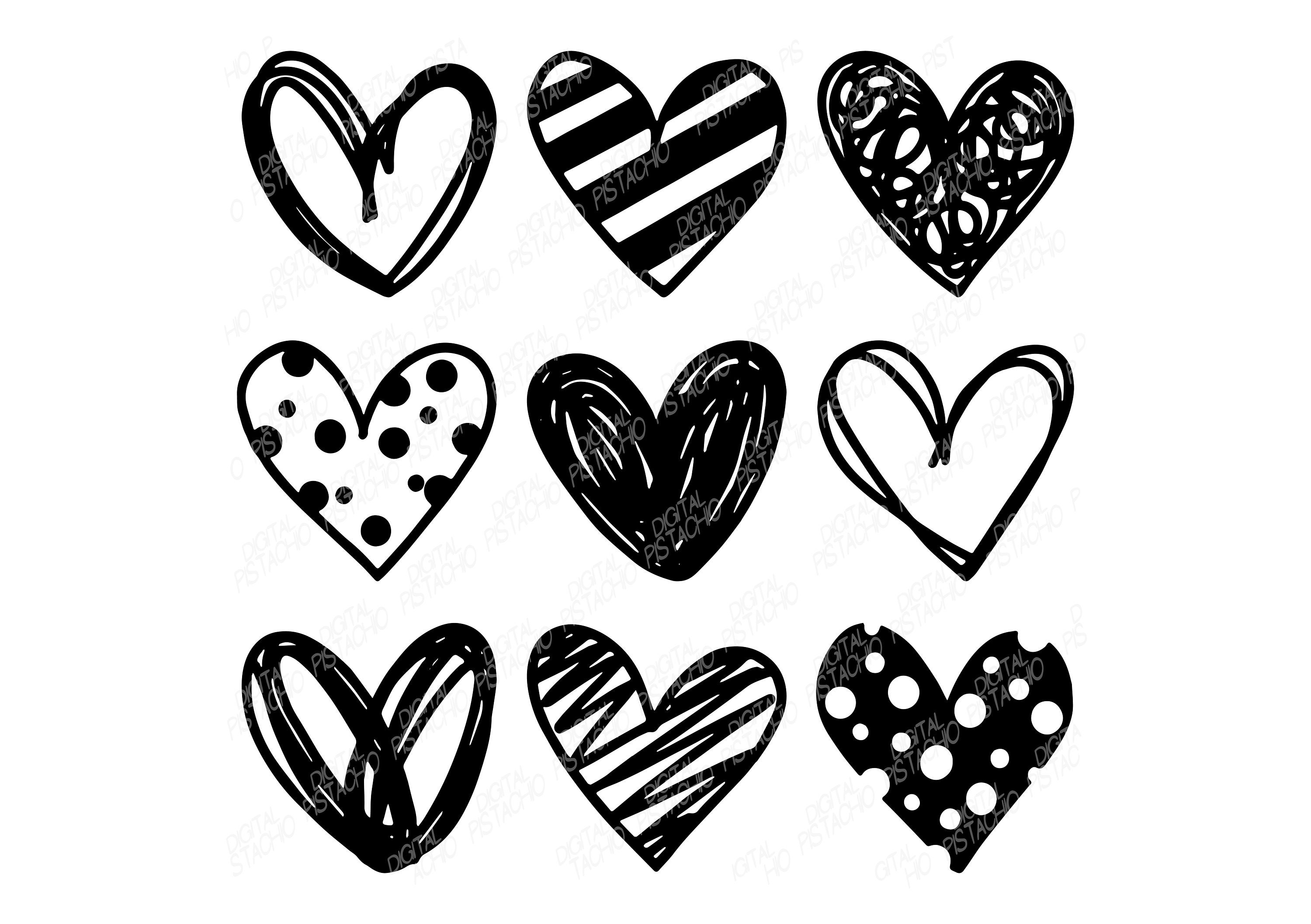 Nine Hearts Valentine Digital Download, Valentines Day SVG PNG ...