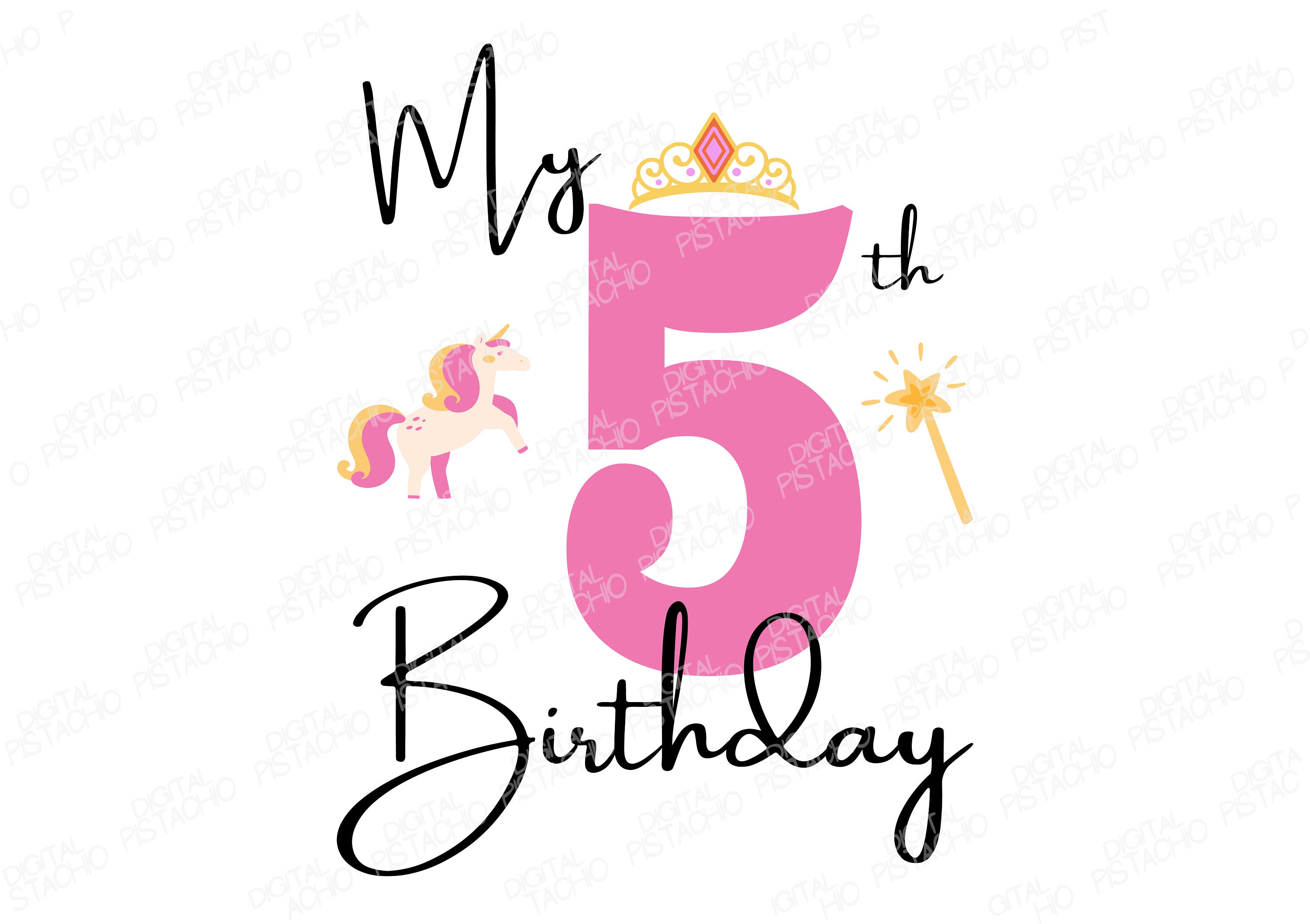 My Fifth Birthday SVG PNG, 5th Birthday Baby Girl SVG, Unicorn Birthday ...