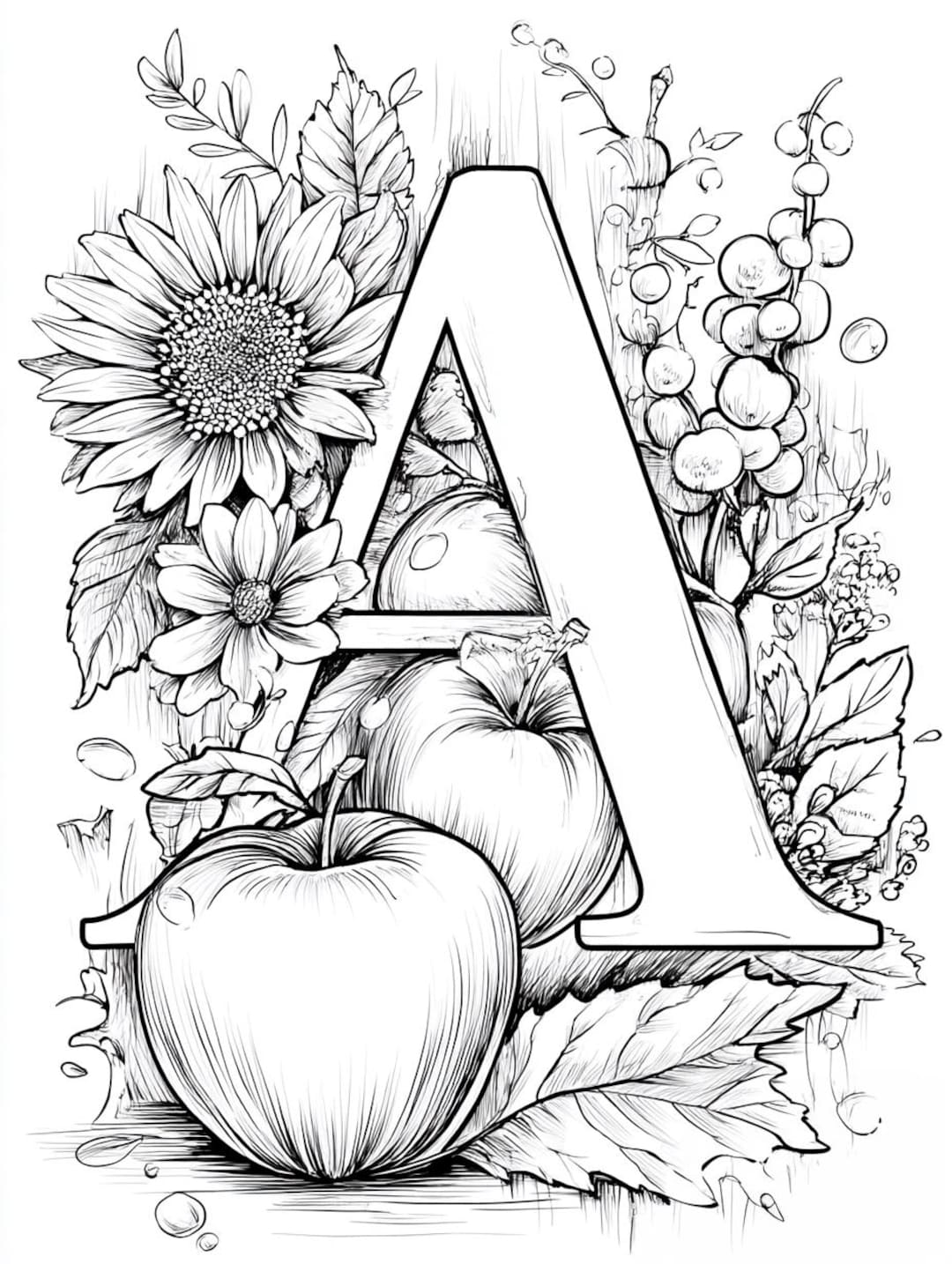 Autumn-themed Coloring Alphabet A-Z - Etsy