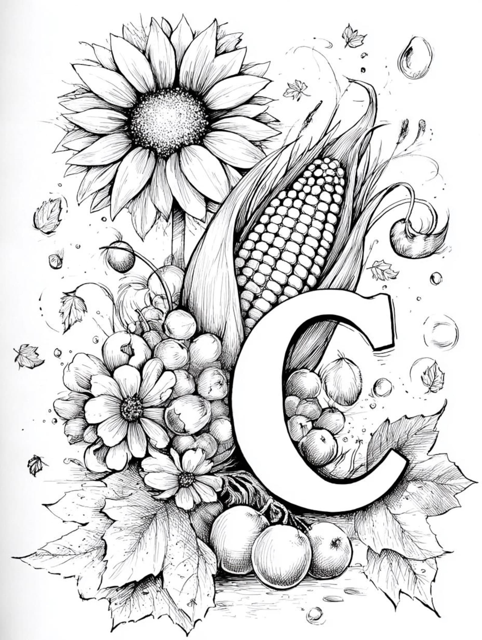 Autumn-themed Coloring Alphabet A-Z - Etsy