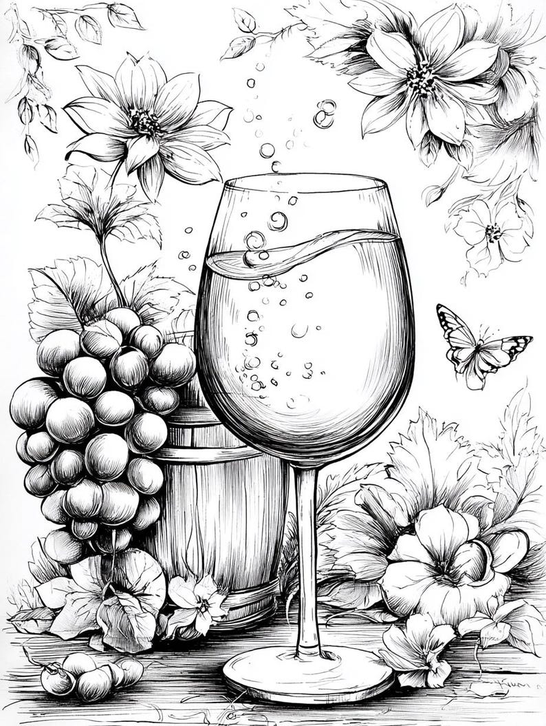 Wine Club Coloring Pages (bundle of 25) - Etsy