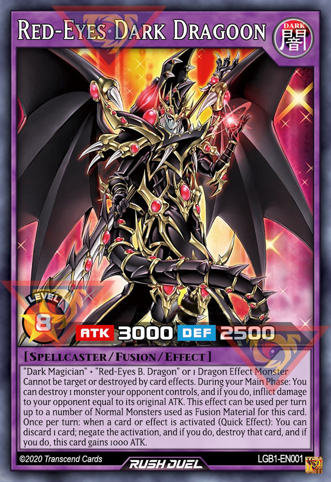 Yugioh ORICA Red-eyes Dark Dragoon 01 RUSH | Etsy