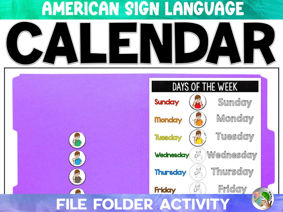 ASL Days of the Week Matching Activity ASL Calendar File - Etsy