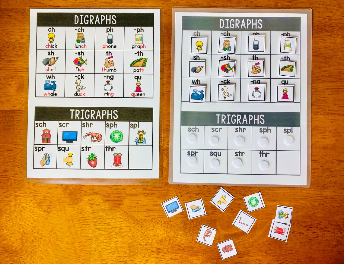 Digraphs & Trigraphs Chart and Matching Game INSTANT | Etsy