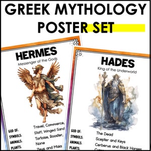 Greek Mythology Poster Set, Greek Mythology God and Goddess Posters ...