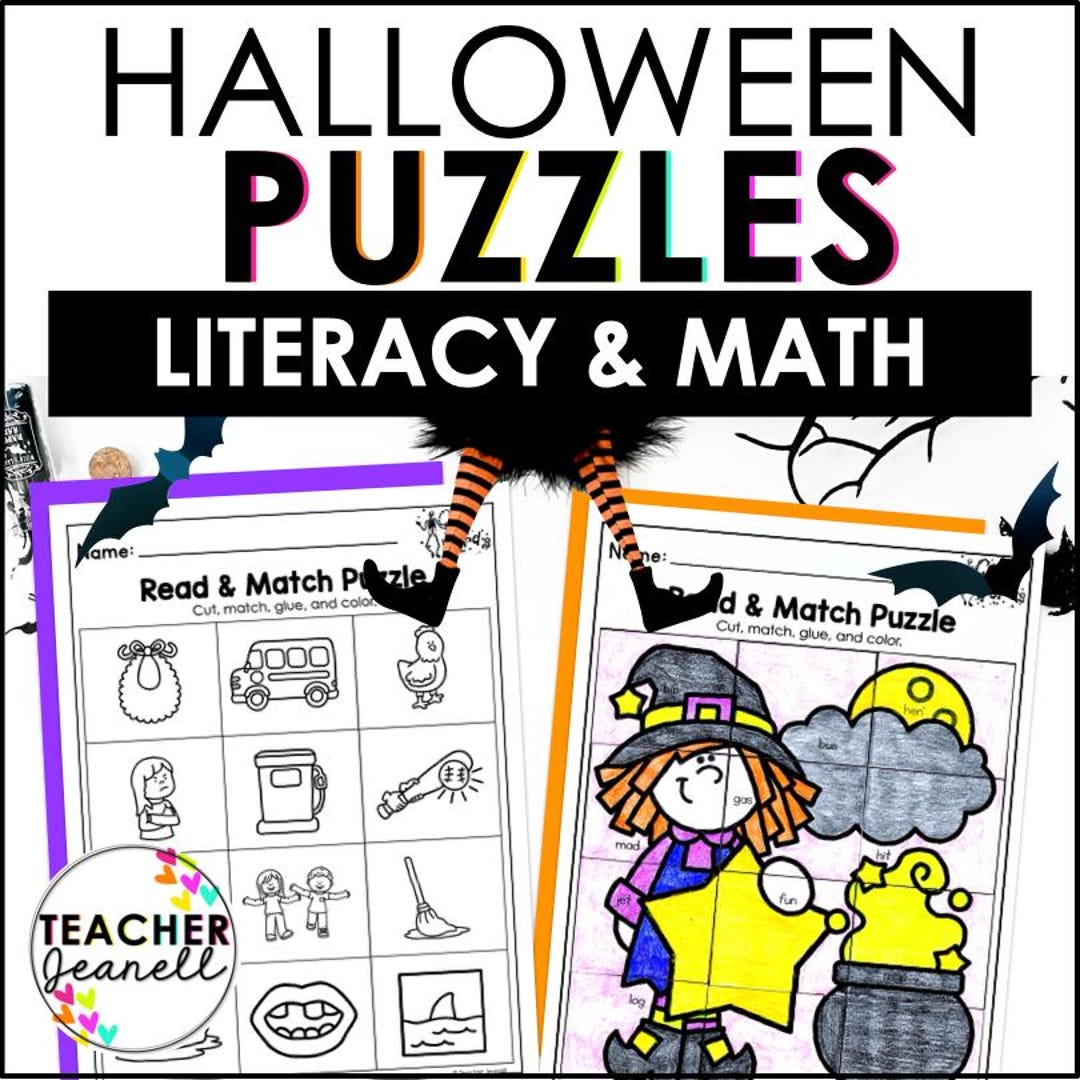 Halloween Activity Puzzle Set, Alphabet & Number Matching Games for ...