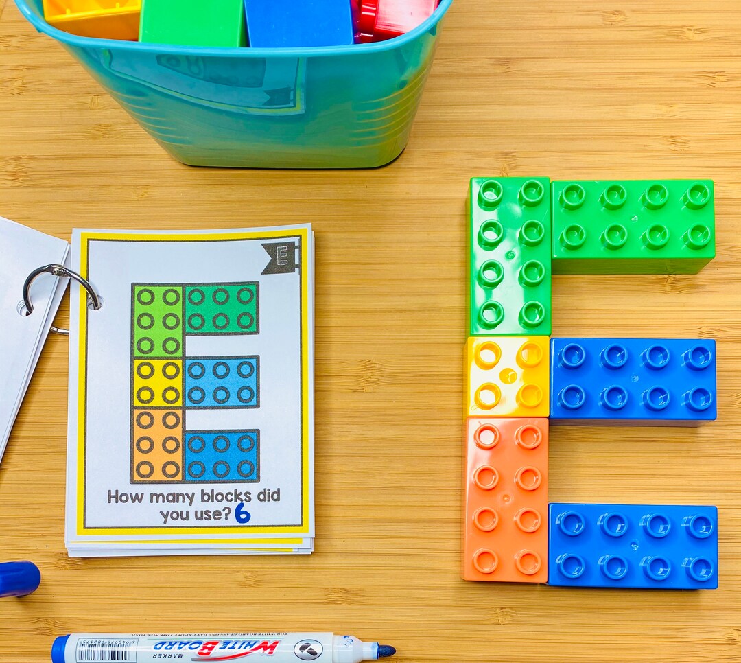 Alphabet Cards Letter Recognition Uppercase Letters Building - Etsy