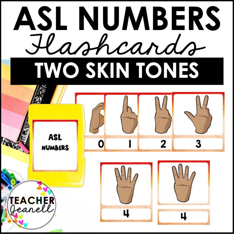 ASL Flashcards Numbers, ASL Number Cards, Gebärdensprache Montessori ...