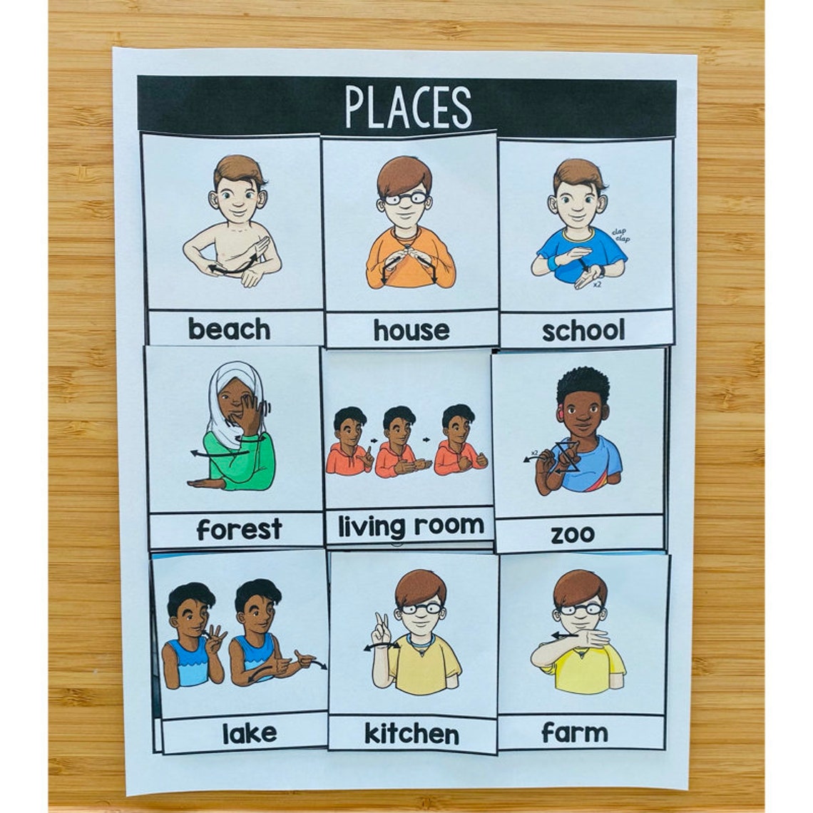 ASL Places Matching Activity ASL Nouns File Folder Activity - Etsy