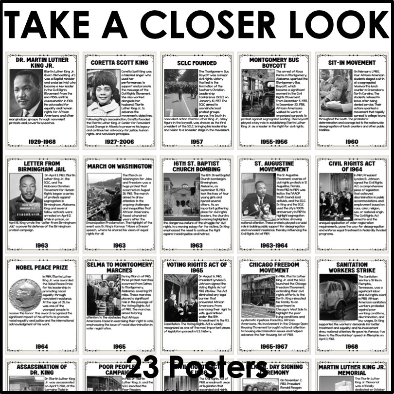 Martin Luther King Jr Posters | Civil Rights Movement Bulletin Board ...