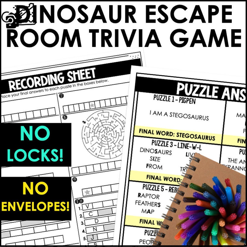 Dinosaur Escape Room for Kids | Printable Dinosaur Puzzle Game ...