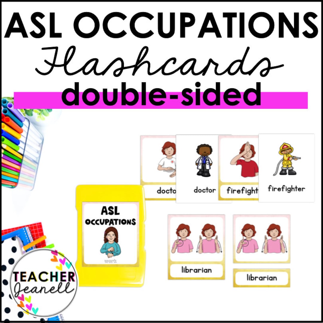 ASL Occupations Flash Cards, American Sign Language, ASL Flashcards ...