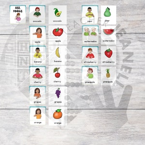 ASL Fruits Flashcards, ASL Vegetables Flashcards, Sign Language Cards ...