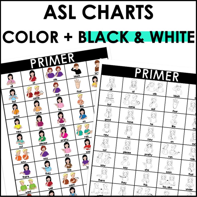 ASL Primer Sight Words Chart | Printable Sign Language Common Words ...
