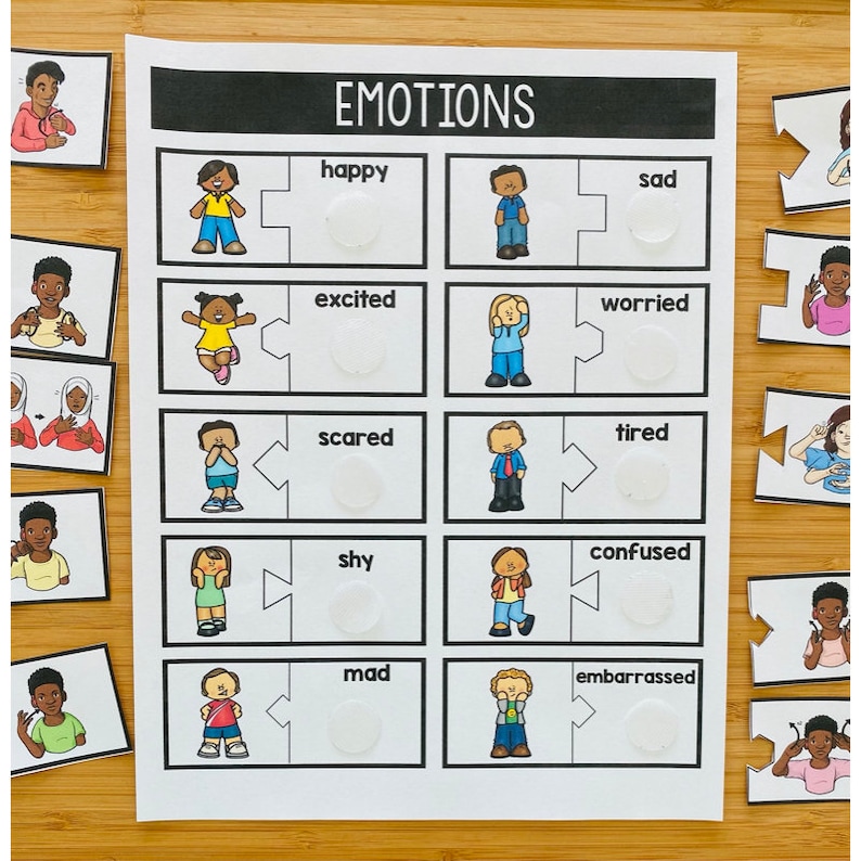 ASL Feelings and Emotions Matching Activity ASL Emotions File - Etsy