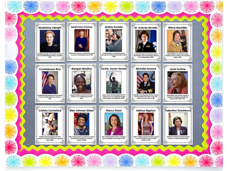 Women's History Month Bulletin Board Famous Firsts - Etsy