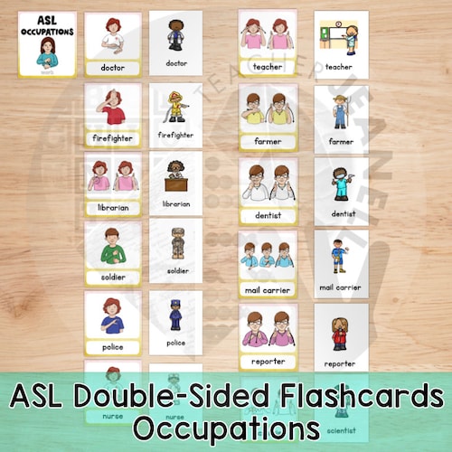 ASL Nouns-things Flash Cards American Sign Language ASL - Etsy