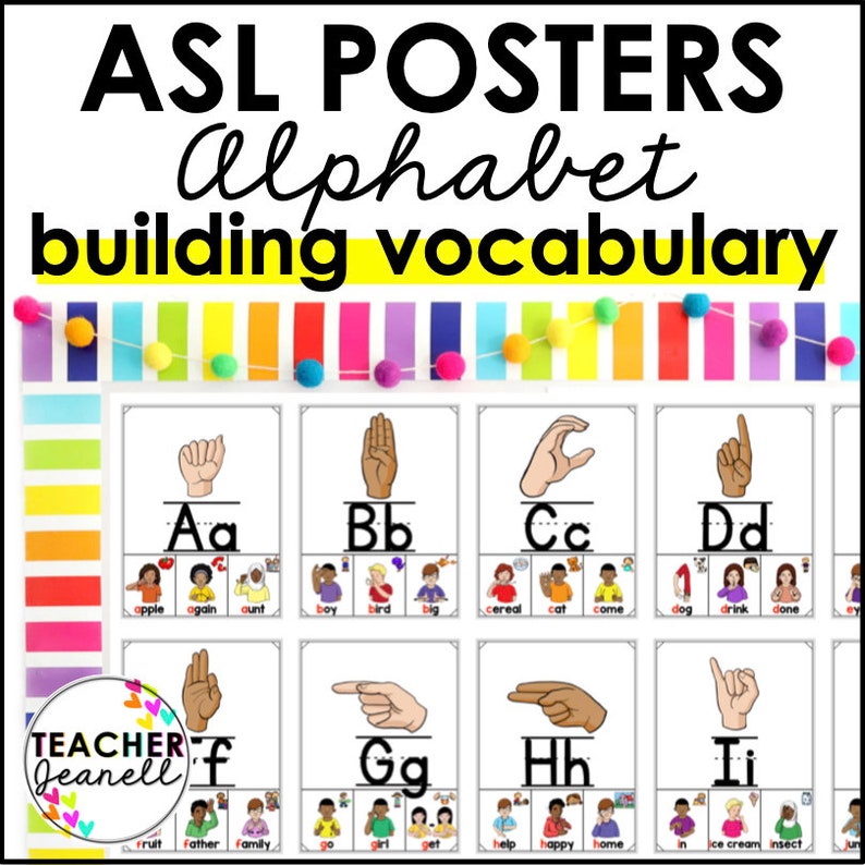 ASL Alphabet Posters | Sign Language Classroom Decor | Manual Alphabet ...