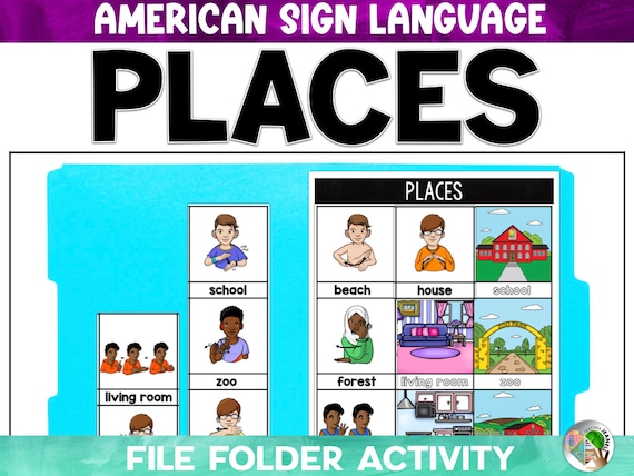 ASL Places Matching Activity ASL Nouns File Folder Activity - Etsy