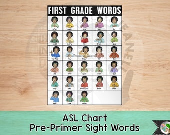 ASL Second Grade Sight Words Chart INSTANT DOWNLOAD | Etsy