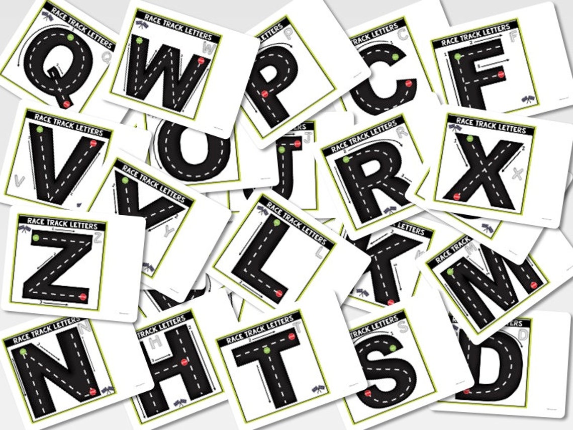 Alphabet Cards Race Track Uppercase Letters Letter | Etsy