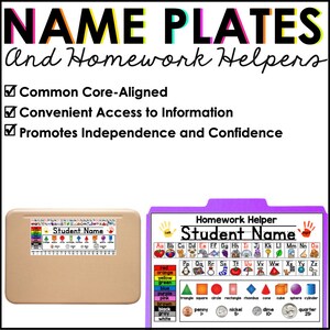 Student Desk Name Tags Editable, Student Name Plates, Homework Helper ...