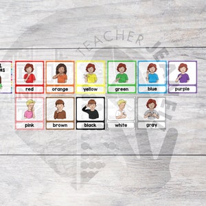ASL Colors Flashcards: American Sign Language Cards (PDF) - Etsy