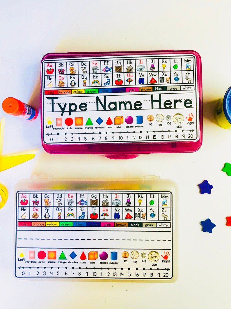 1st Grade Pencil Box Name Tags Editable Pencil Box Labels - Etsy
